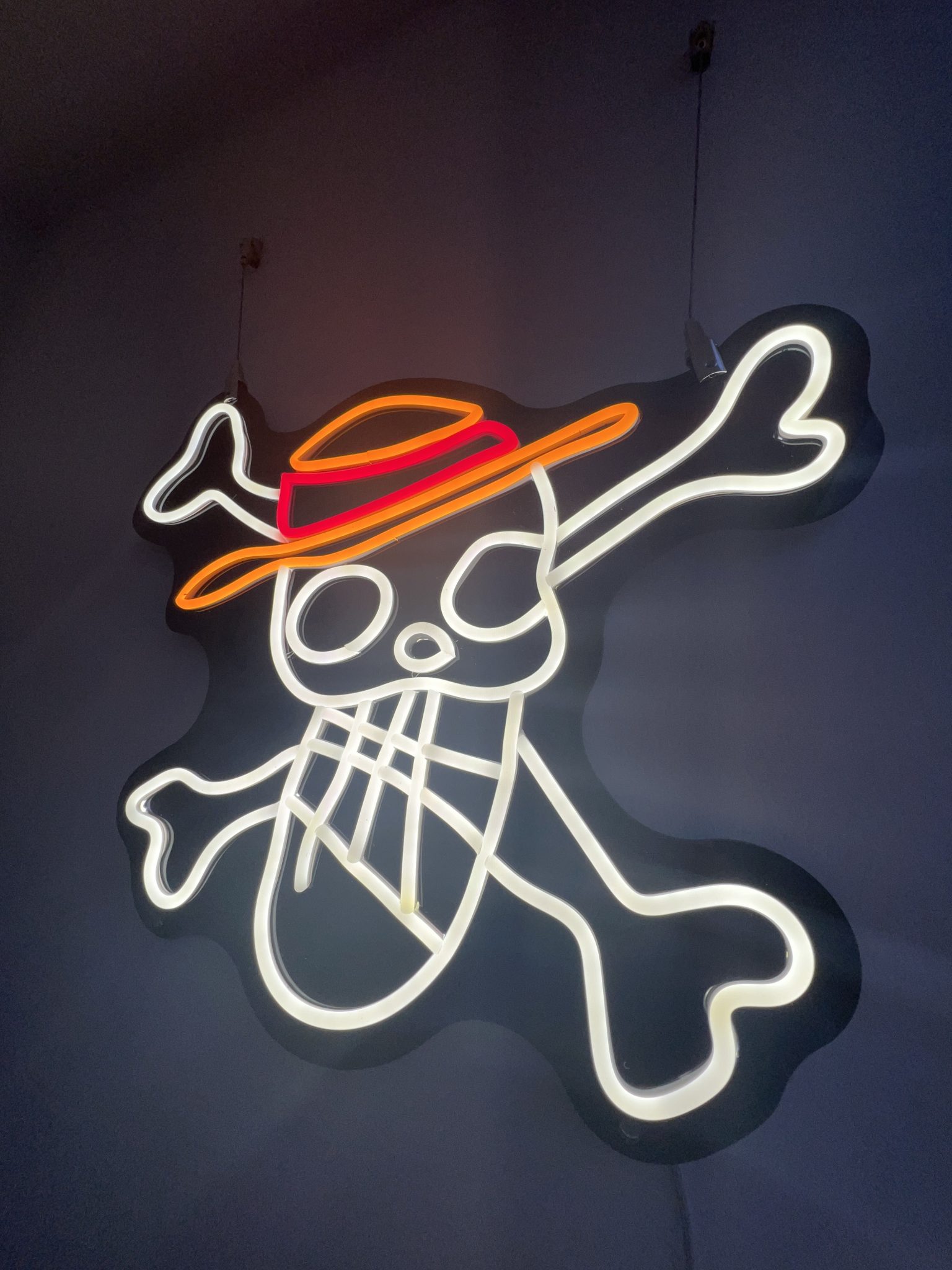 One Piece inspired Straw-hat Jolly Roger Luffy self drawn LED neon Sign ...