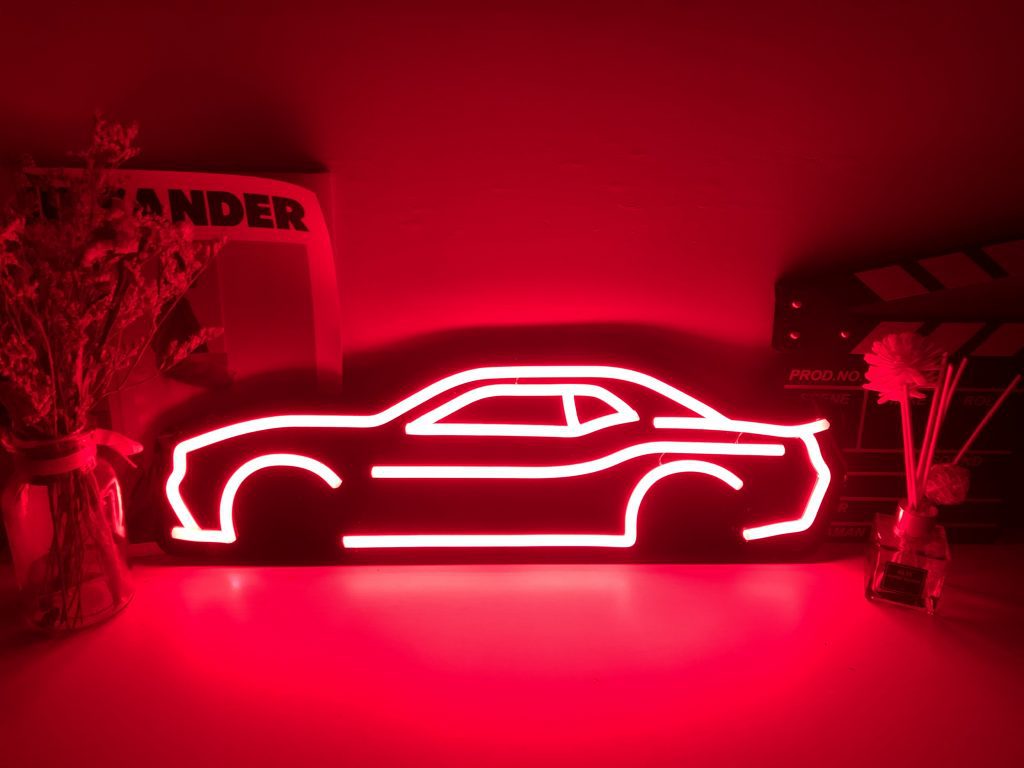 Dodge Challenger LED Neon Sign (profile view) - My LED neon Design
