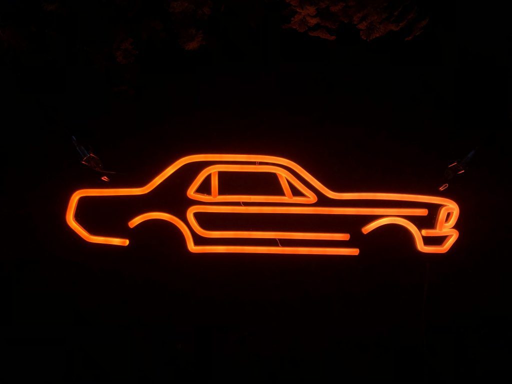 1965 Mustang Coupe LED Neon Sign (profile view) - My LED neon Design