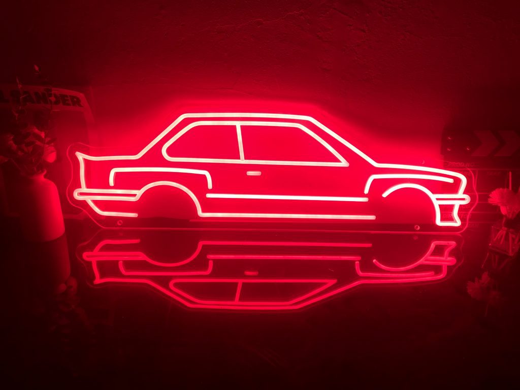 BMW E30 Sport widebody LED neon Sign (profile view) - My LED neon Design
