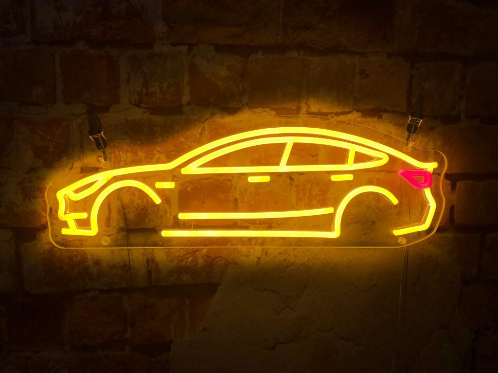 Tesla Model 3 LED neon Sign (profile view) - My LED neon Design