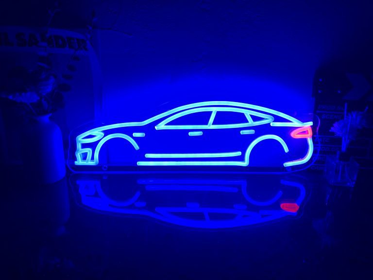 Tesla Model S LED neon Sign (profile view) - My LED neon Design